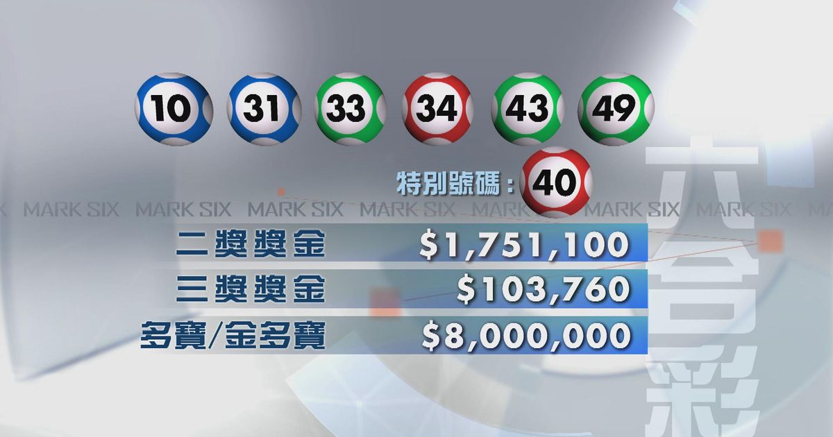 六合彩結果：頭獎無人中 二獎一注中派逾170萬 | 無綫新聞TVB News
